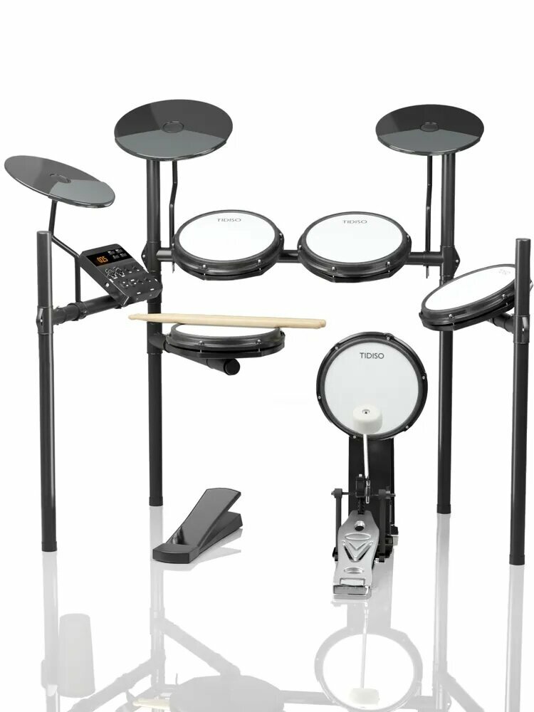 Электронная ударная установка, Все барабаны сетчатые, USB MIDI, тембр регулируется для каждой накладки или тарелки