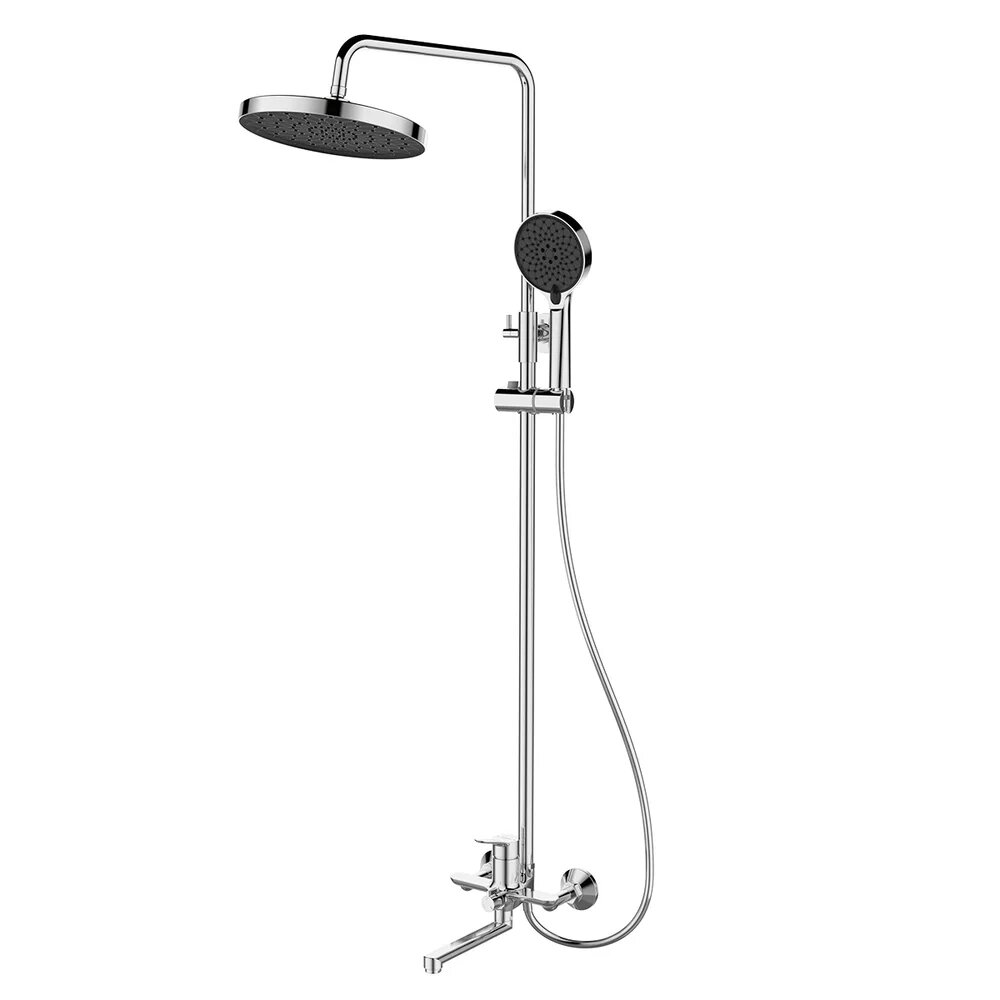 Душевая стойка Lemark Сибирь LMF-7026B-C со смесителем, хром, глянцевая, душевая система с тропическим душем, с изливом, с лейкой, латунная