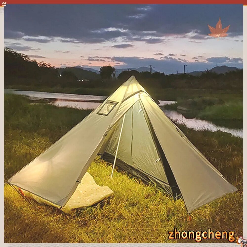 Палатка Tipi Hot Tent для одного человека с окном для дымохода и двумя боковыми дверями Хаки C6N — фото 1