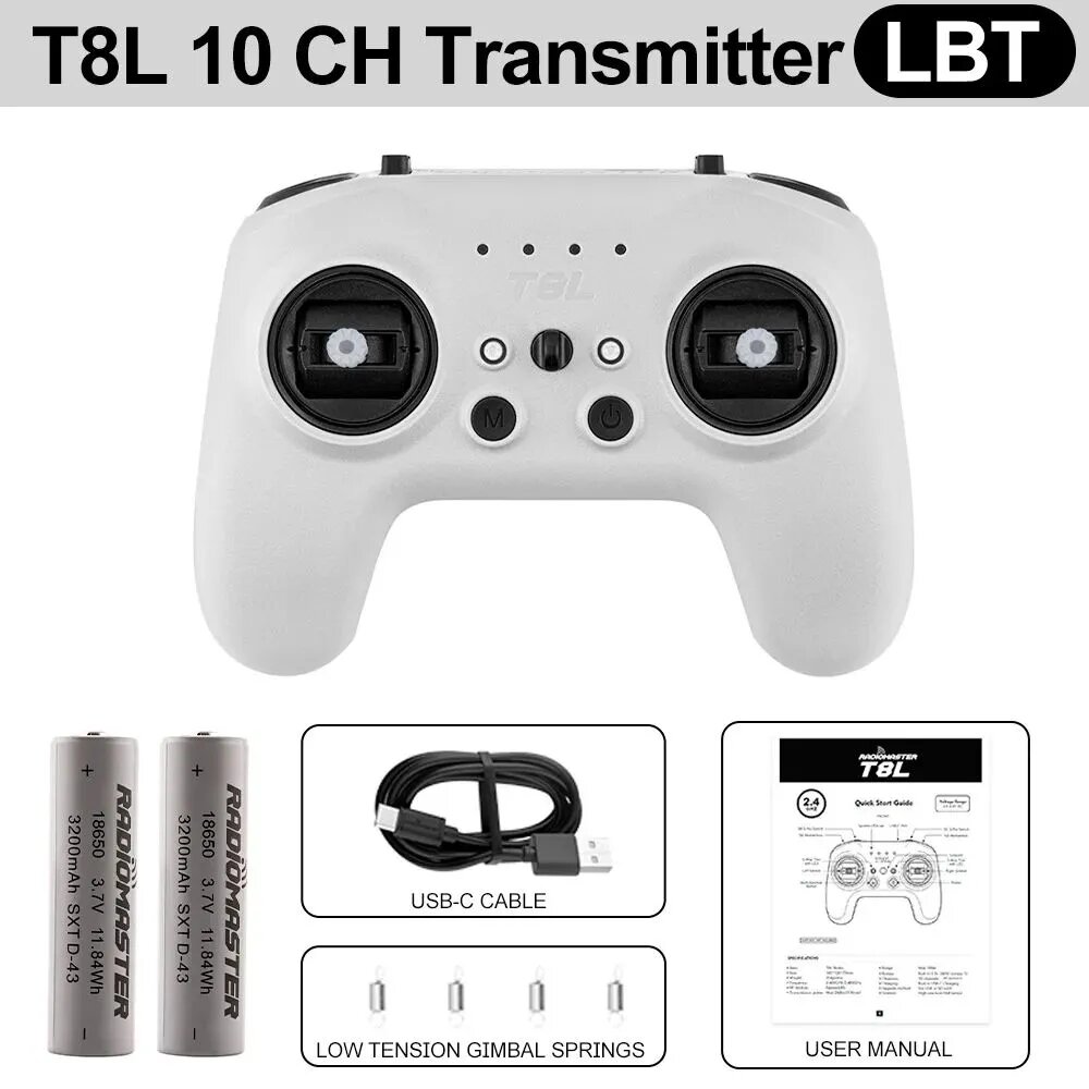Аппаратура RadioMaster T8L, 2.4G, 10CH, встроенный ELRS, джойстики X5 Hall, 10-100mW