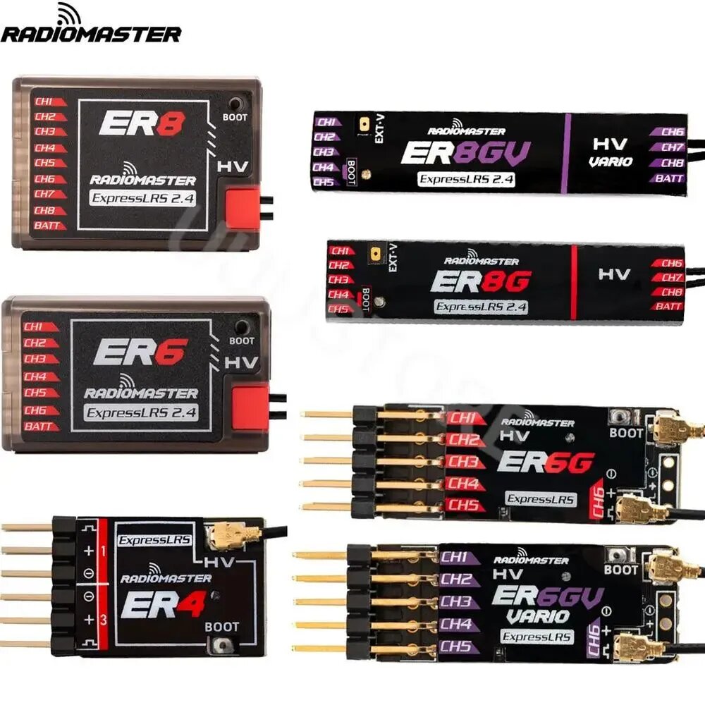 Radiomaster ER6 ExpressLRS 2.4GHz приемник для радиоуправляемых моделей машинок, красный цвет — фото 1