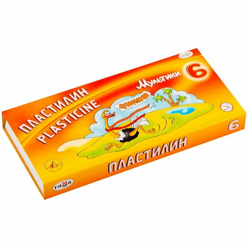 Пластилин гамма "Мультики", 6 цветов, 120 грамм, стек в комлекте