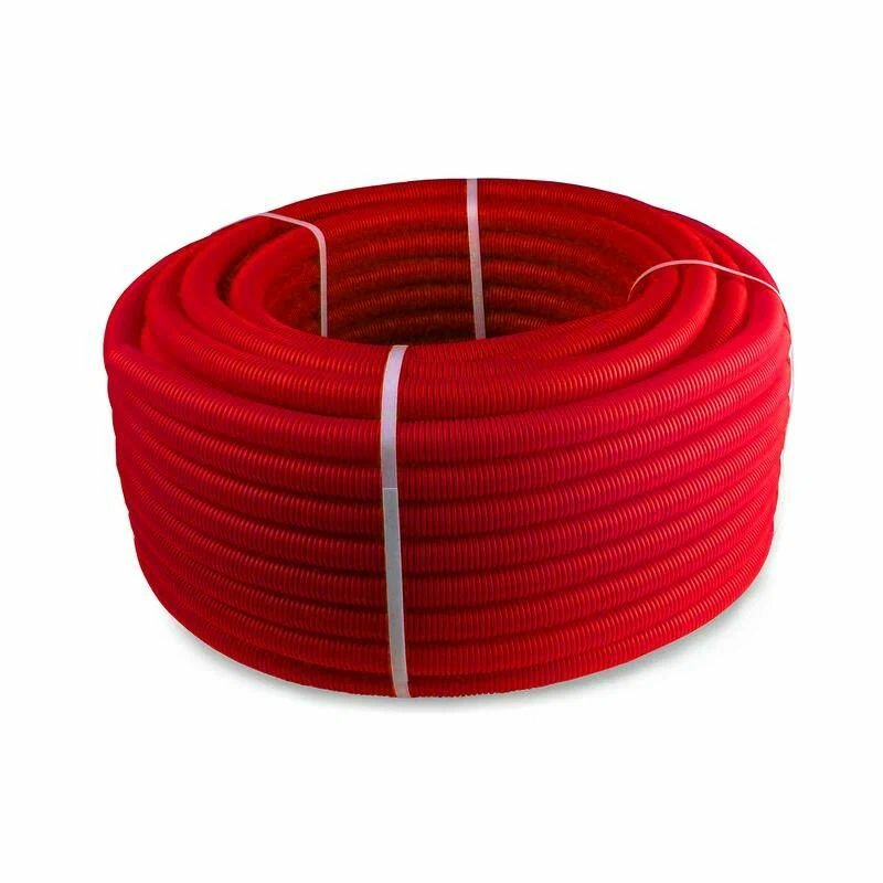 Труба защитная гофрированная Ду 25 мм, внутренний диаметр 21 мм, бухта 50 метров, красная, РосТурПласт