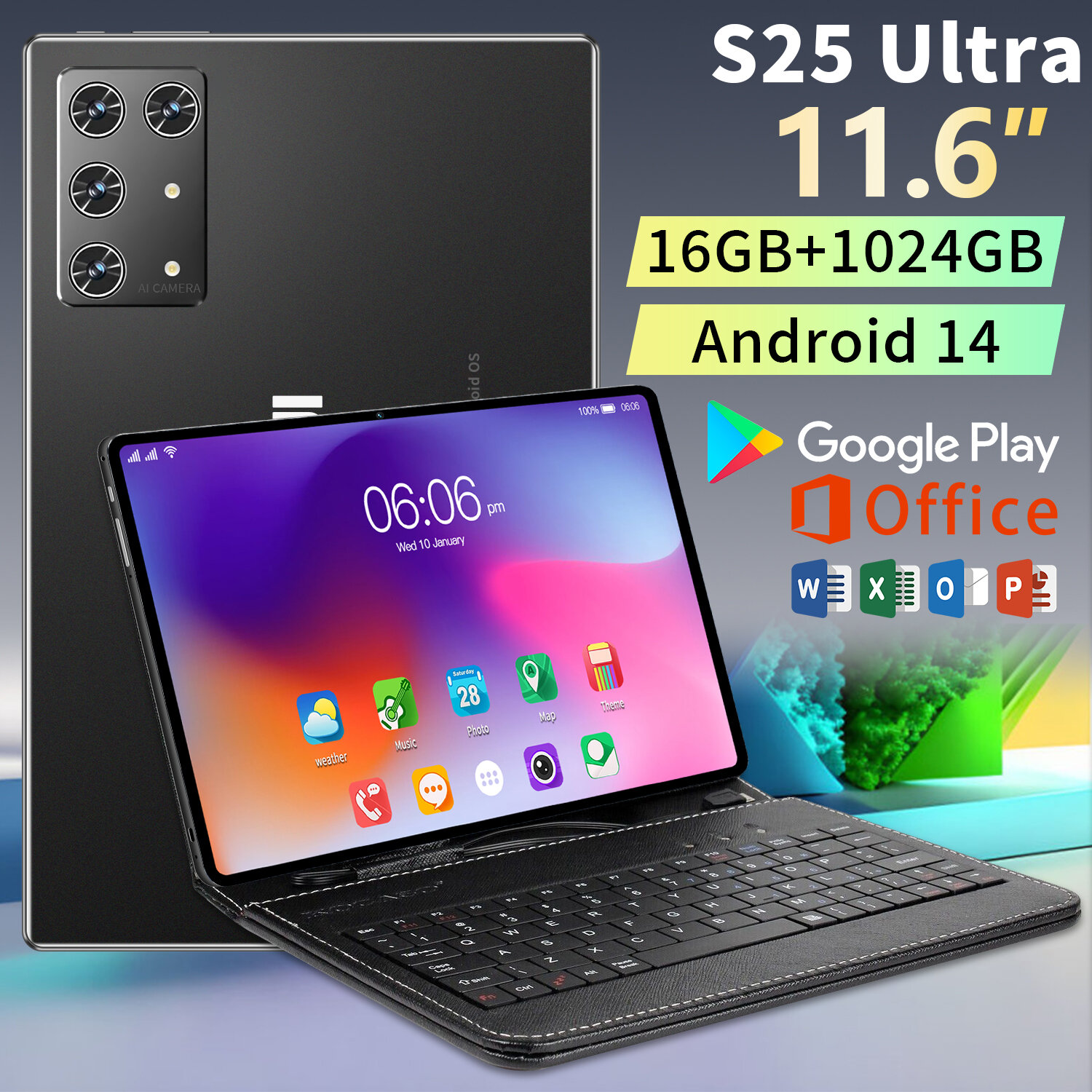Игровой планшет S25, 12Series, 11.6 дюймов, 12ядер, 1ТБ, 16Гб, 2SIM, черный