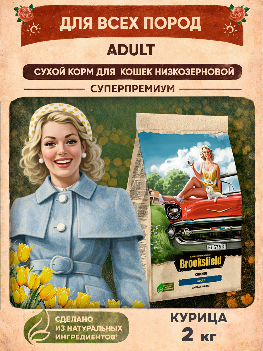 Корм для кошек сухой 2 кг, низкозерновой BROOKSFIELD (Бруксфилд), Курица