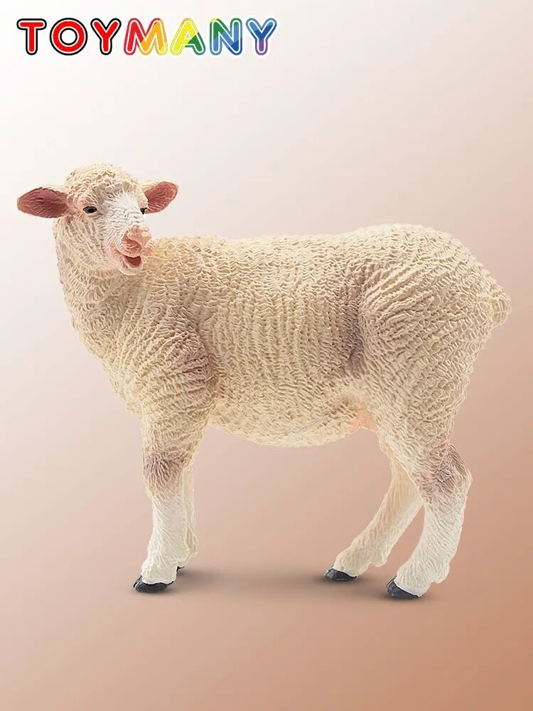 Toymany фигурка ферма животное, Белая овца, подарок и коллекция, 7.6x3.0x6.9cm