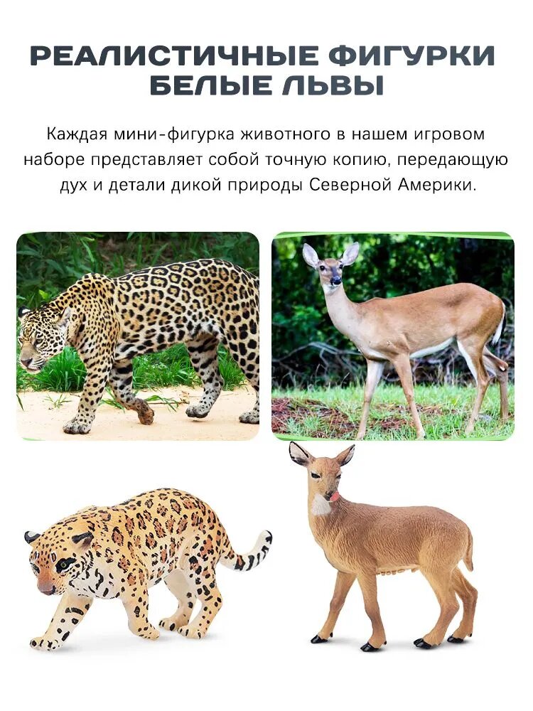 Фигурка Набор из 14 фигурок животных Северной Америки, материал ПВХ, для детей 9-14 лет, цветной — фото 1