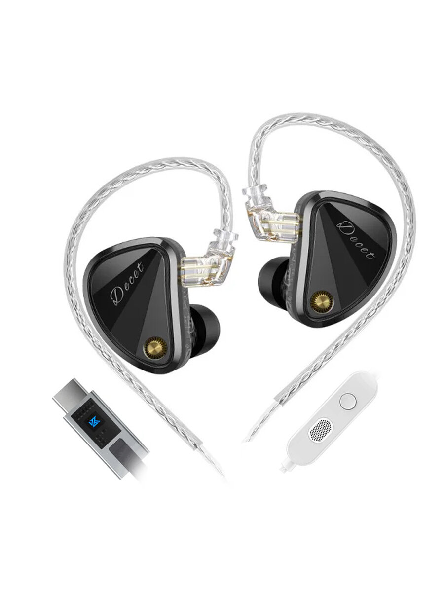 KZ Decet No Switches USB Type-C с микрофоном, черный/серый, проводные наушники