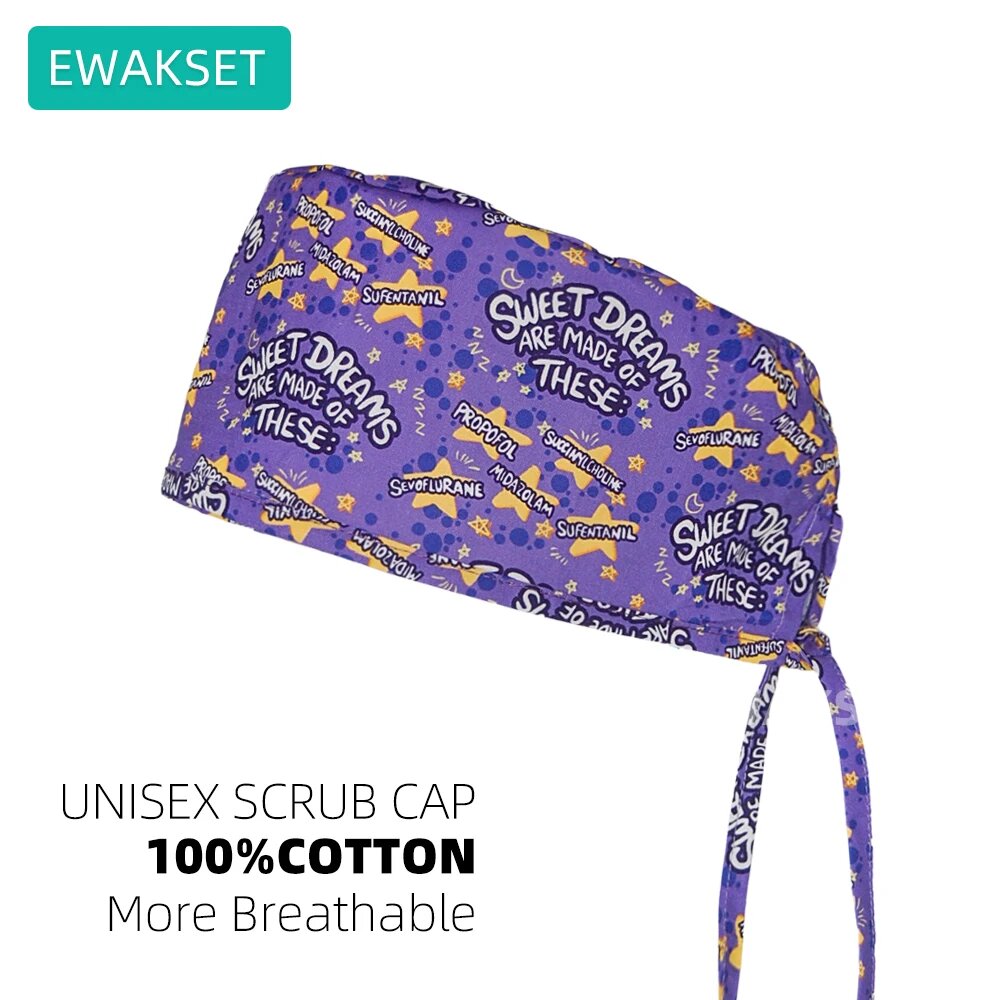 New printed scrub cap for Anesthesiologist cotton Anaesthesia medical nursing hats woman man surgical caps operating room hat