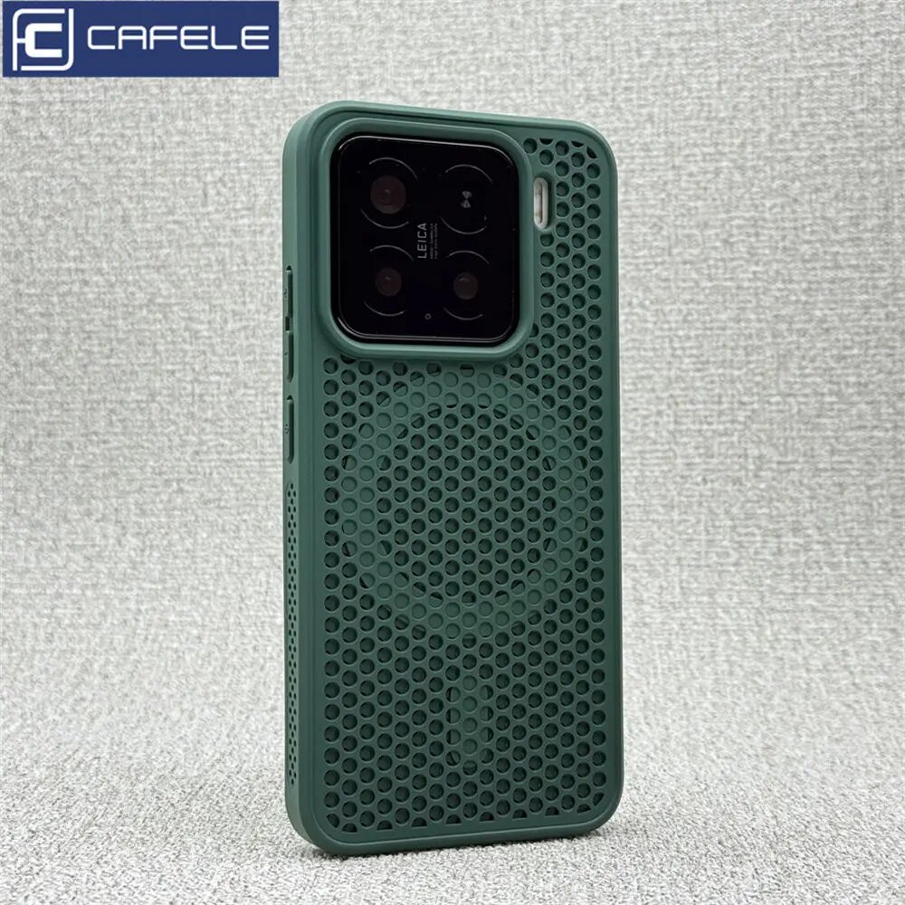 Для Xiaomi 15 14 13 13T Pro чехол сотовый рассеиватель тепла дышащая Сяоми 13T Про, зеленый