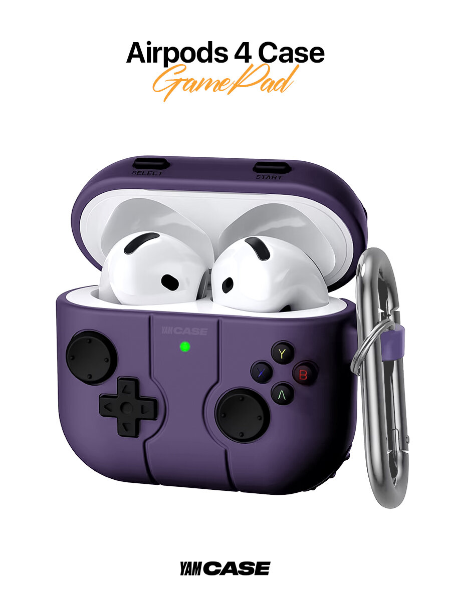 Чехол на наушники AirPods 4 силиконовый с карабином