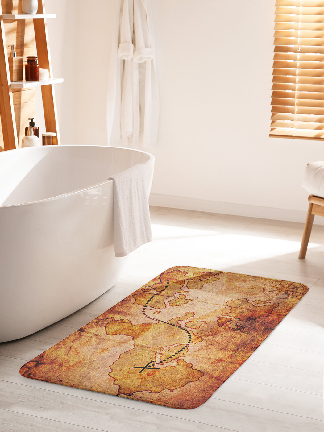 Коврик для ванной комнаты и туалета противоскользящий "Дорога к сокровищам" 60х100 см, JoyArty