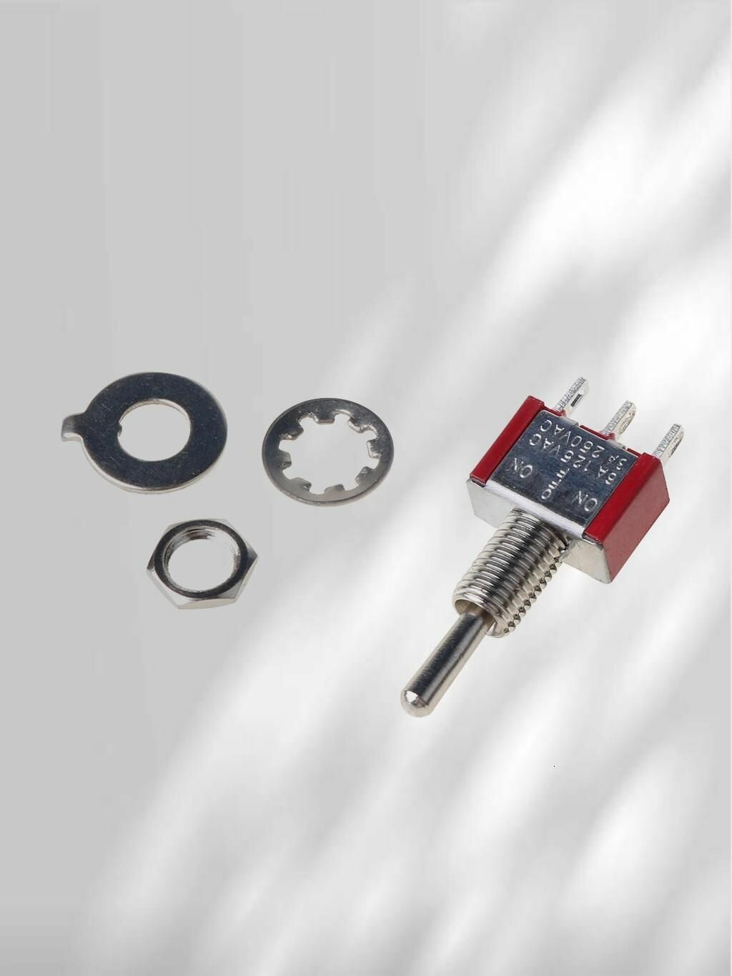 Тумблер SPDT ON-OFF-ON, 3 контакта, красный