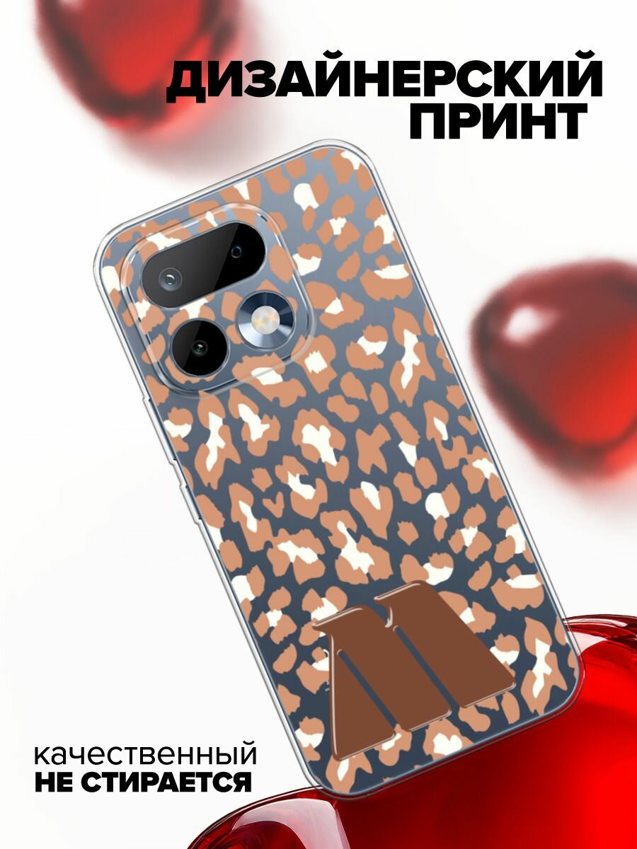 Силиконовый чехол на Realme 16 Pro / Реалми 16 Про с принтом Буква M в леопарде — фото 1