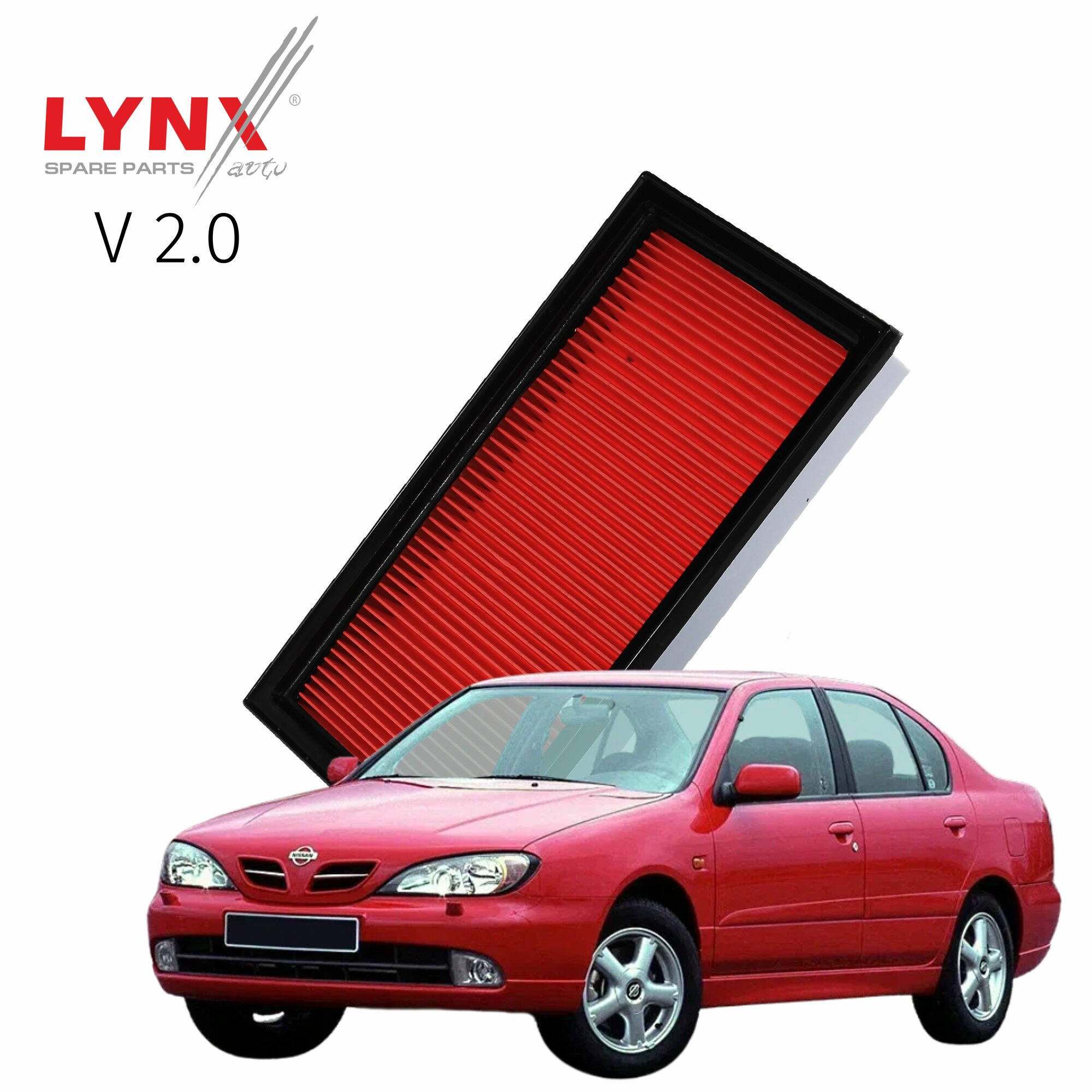 Фильтр воздушный Nissan Primera (2) / Ниссан Примера 1995 1996 1997 1998 1999 2000 V2.0 SR20DE / 1шт LYNXauto