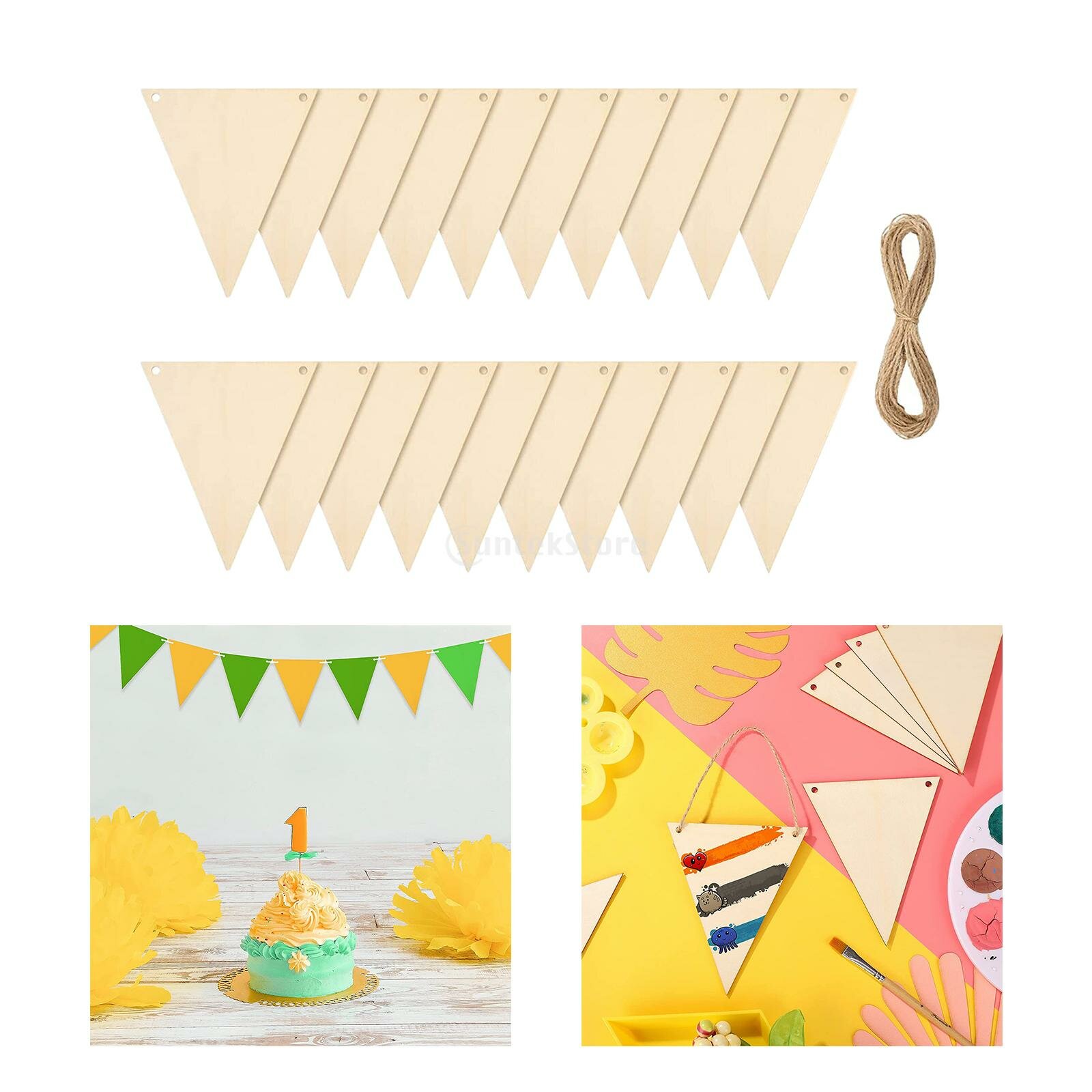 Набор из 20 деревянных треугольных флажков-вымпелов для гирл