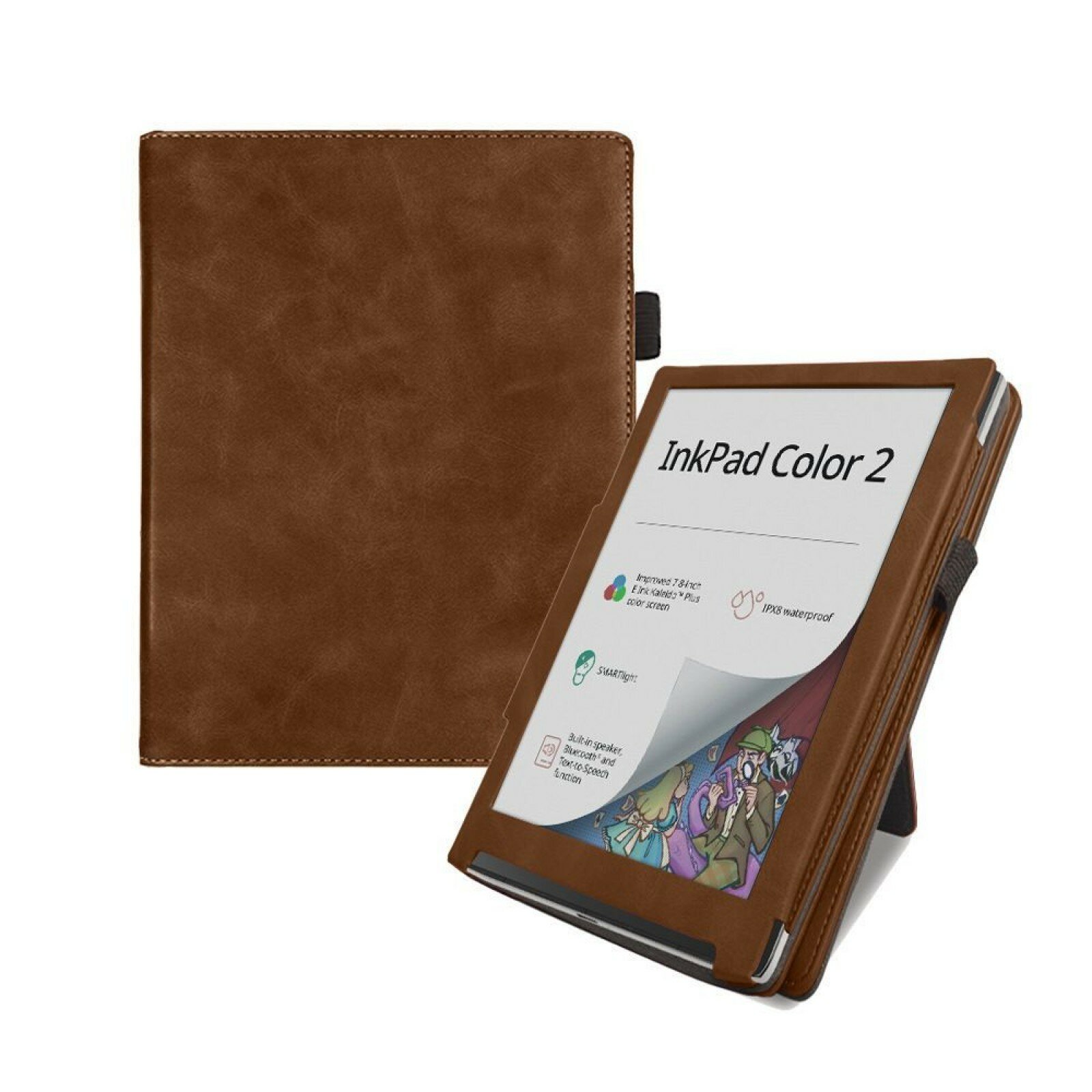 Чехол-обложка MyPads для Pocketbook InkPad Color 2 PB743 из искусственной кожи коричневый