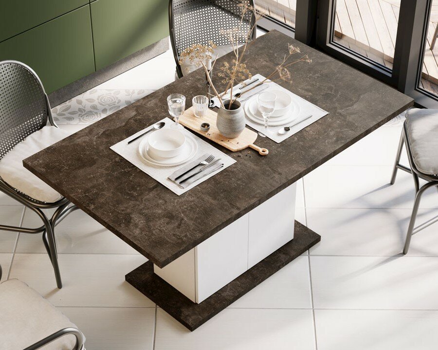 Раздвижной обеденный стол "Детройт тип 1", ЛДСП Белый/Ателье темный