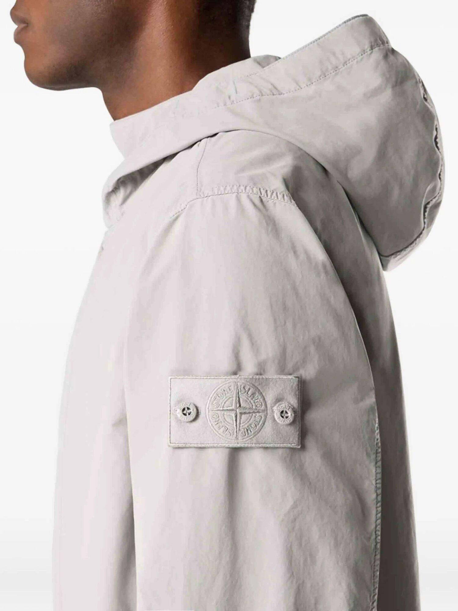 Куртка Stone Island David Light-TC hooded logo-patch jacket, размер M, серый — фото 1