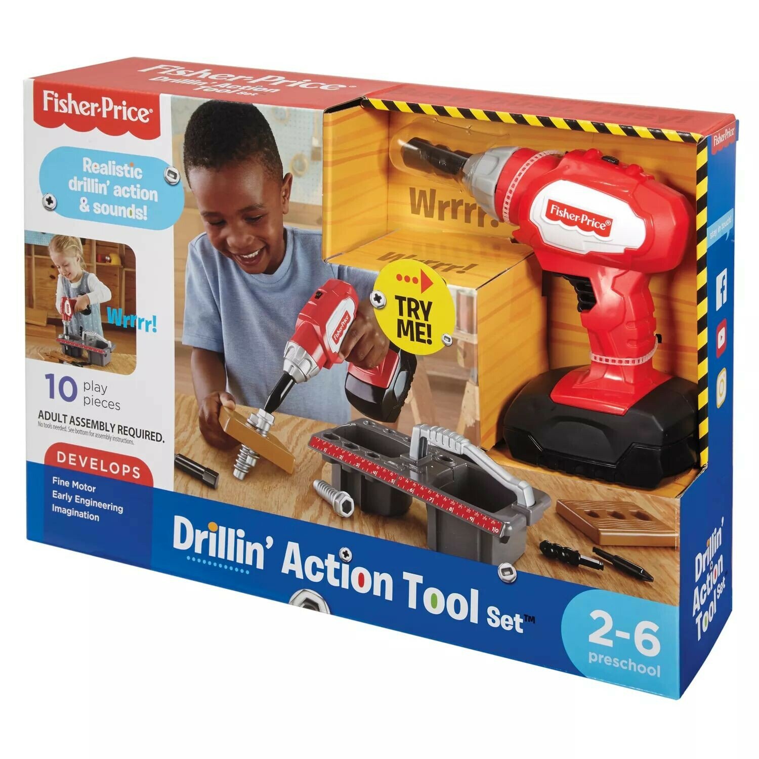 Набор Инструментов Fisher-Price Drillin Action Tool Set, для развития моторики, 2+