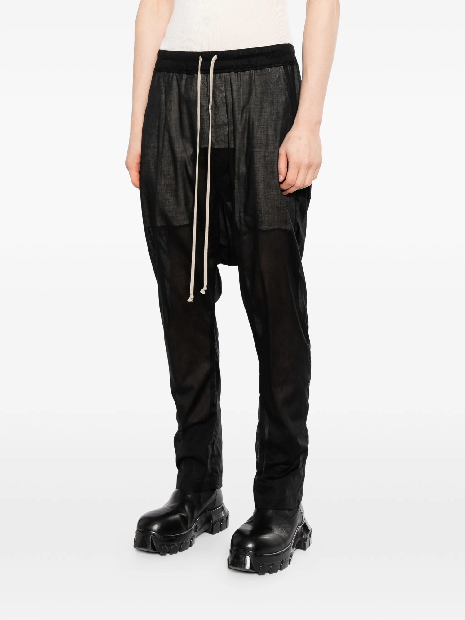 Брюки Rick Owens Drawstring silm trousers, размер 50, черный — фото 1