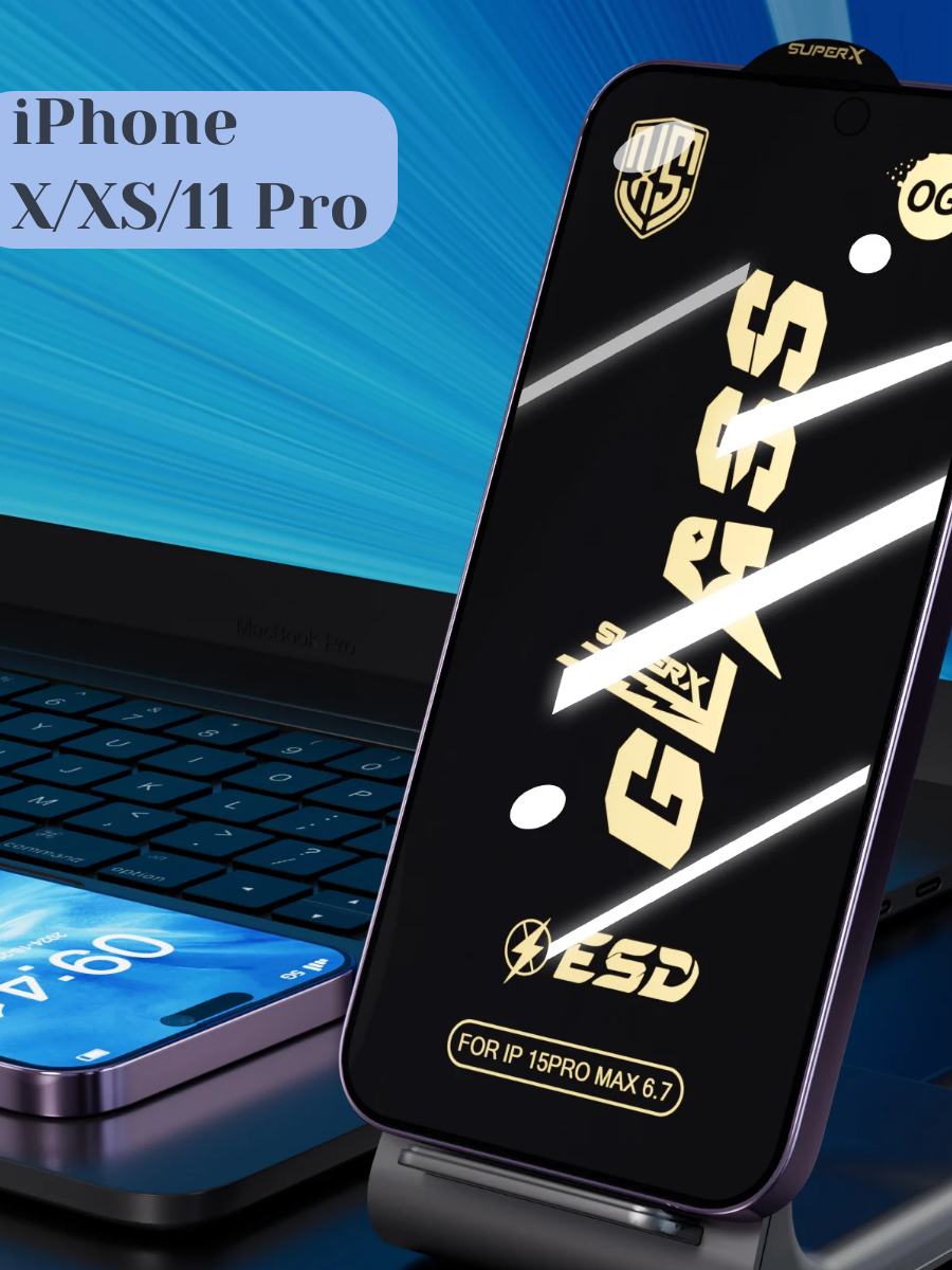 Защитное стекло, для iPhone X/XS/11 Pro, антибликовое, 3D, глянцевое, прозрачное