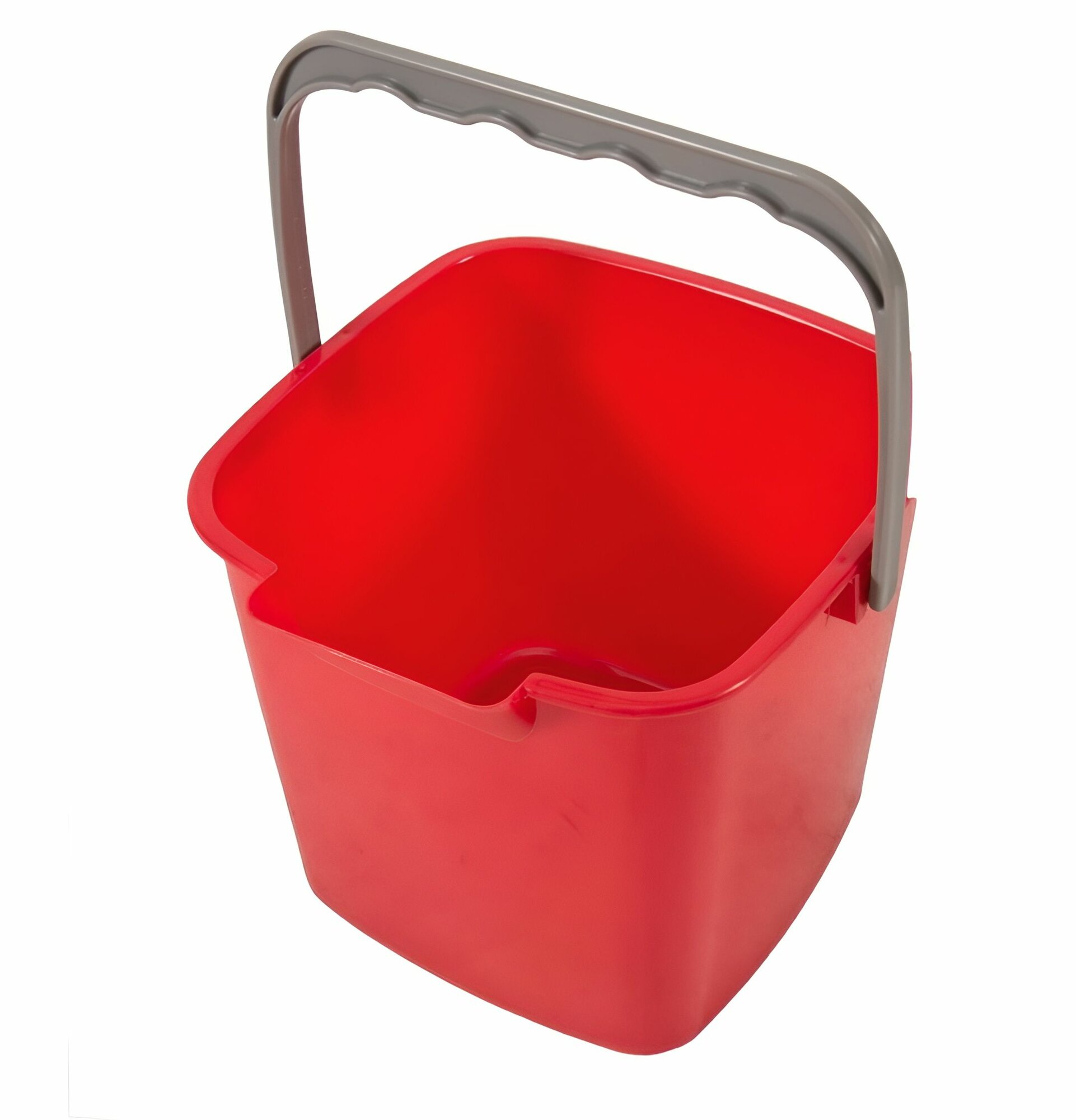 Ведро пластиковое квадратное со сливным носиком и ручкой красное, 6 л