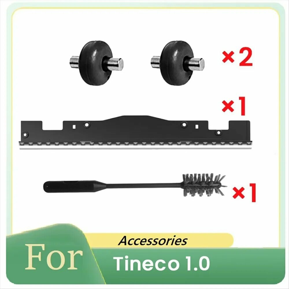 Аксессуары для пылесосов серии Tineco 1.0: запасные части, скребок, колеса для чистки, щетка для чистки.