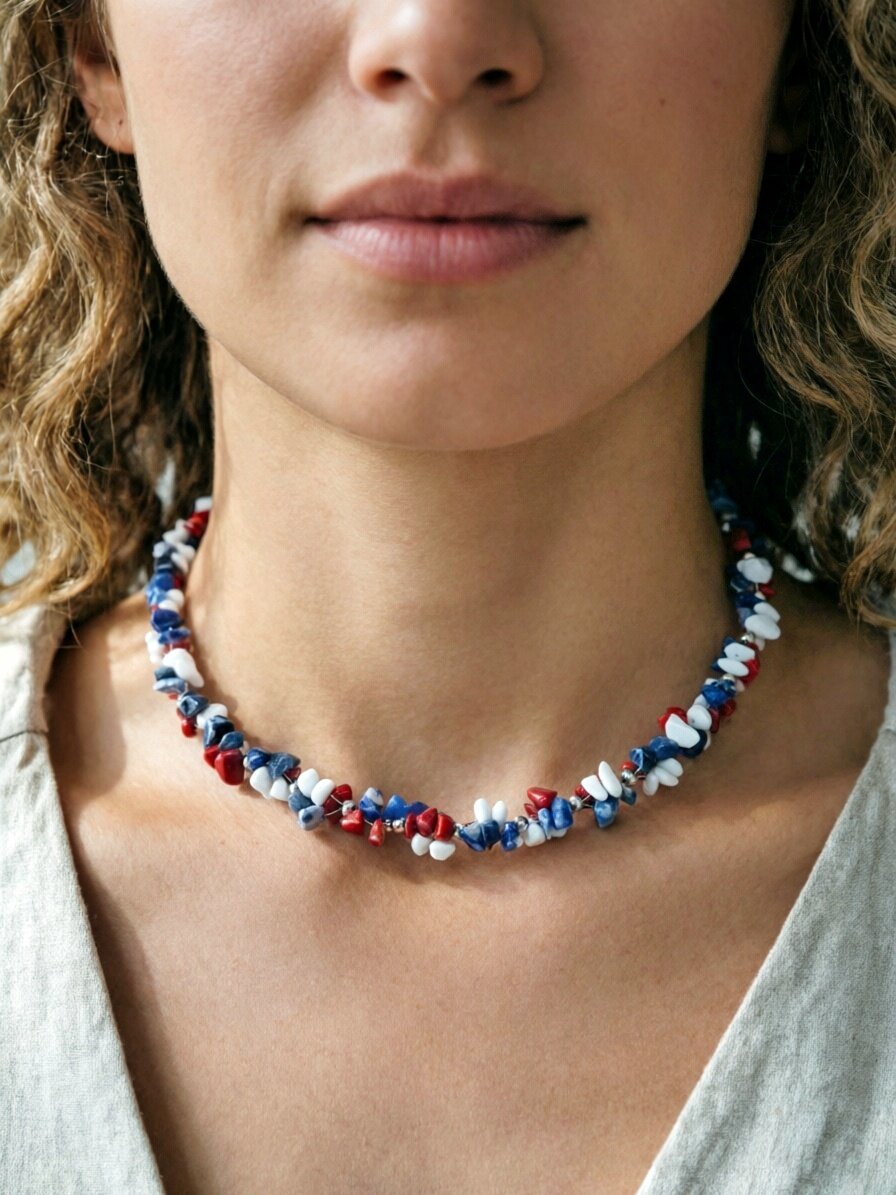 Чокер ENJOY Украшения из камней, коралл, агат, содалит