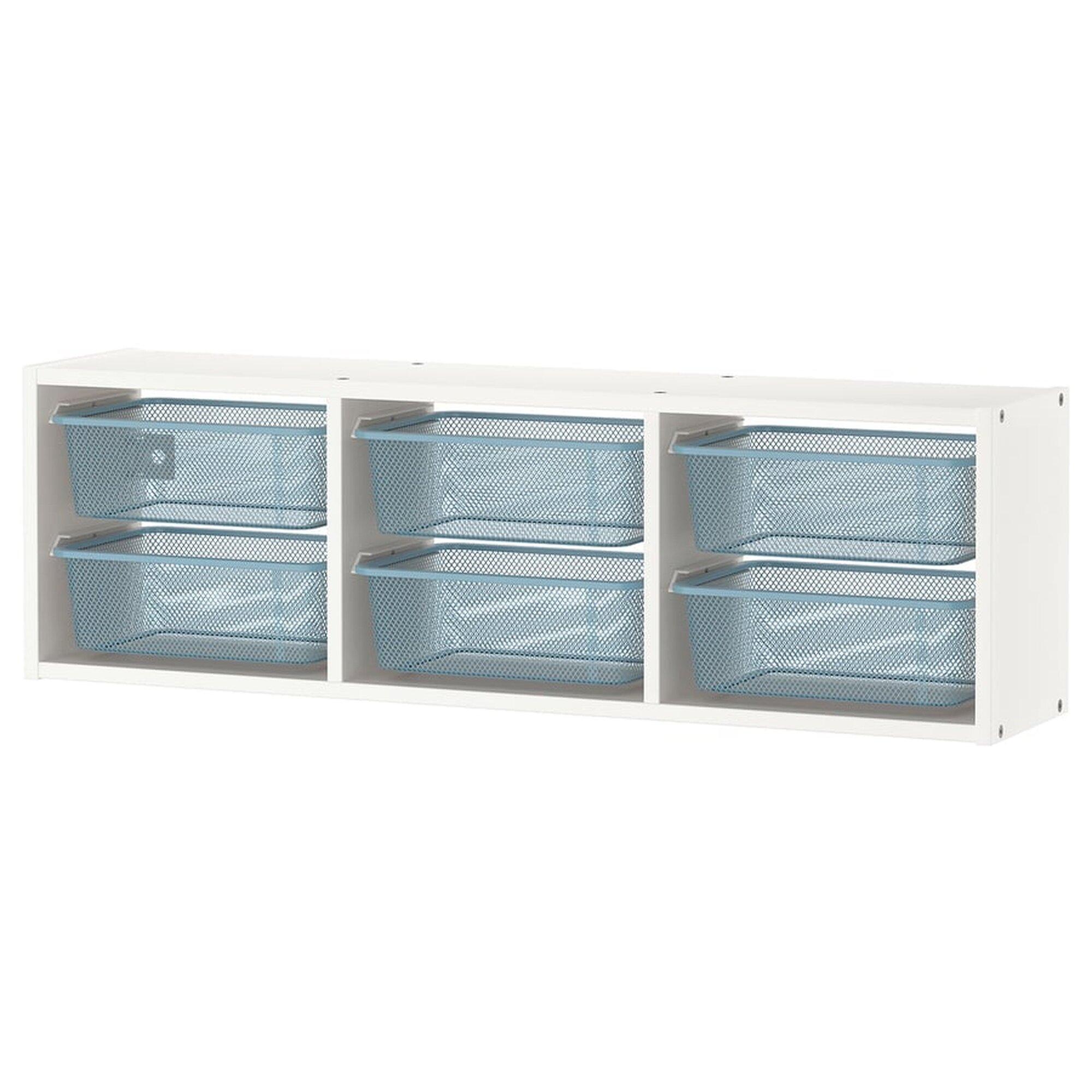 Настенная полка с ящиками IKEA TROFAST цвет белый/голубой 99x21x30 см 394.782.08