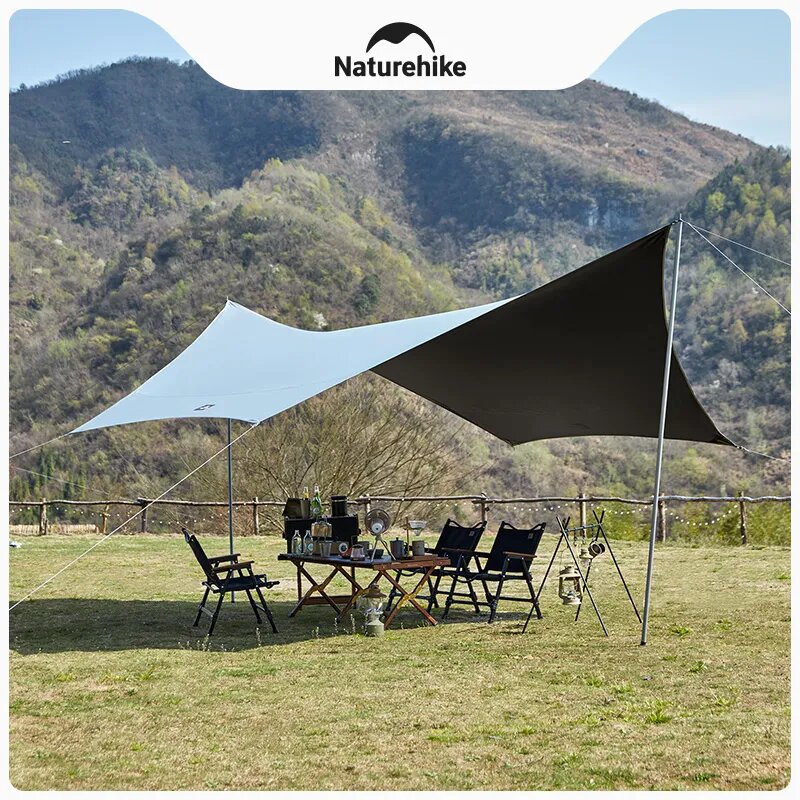 Шатер Naturehike Кемпинговый для 4-12 человек, 420х520х240см, полиэстер, белый/серый, с колышками, чехлом — фото 1