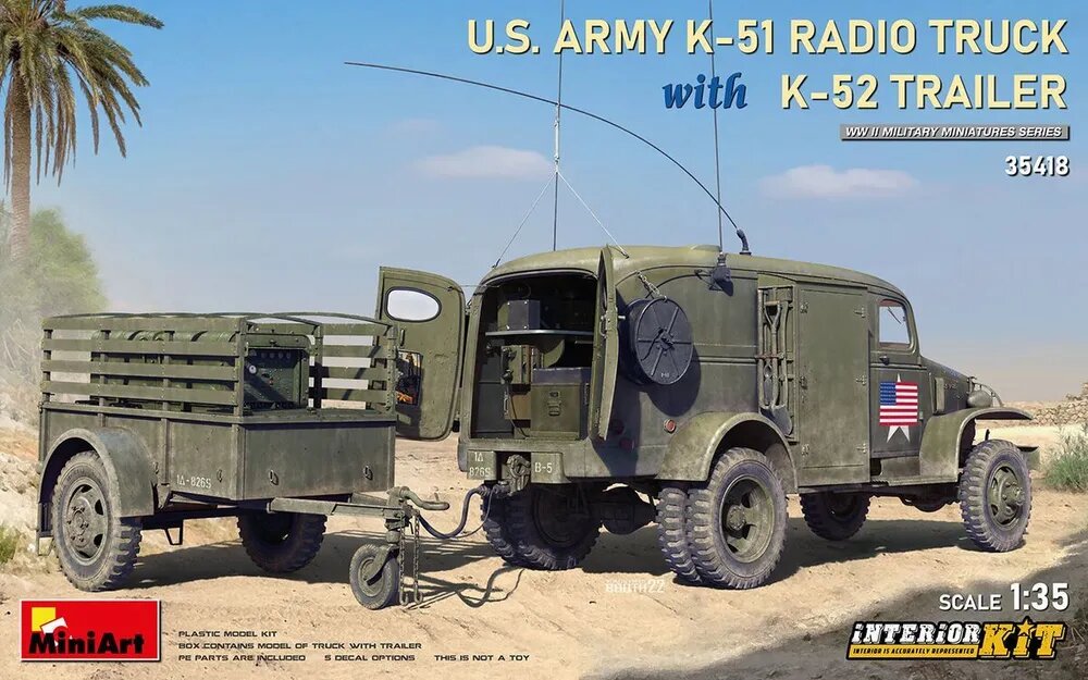 Miniart 35418 1/35 U.S. Army K-51 Radio Truck with K-52 Trailer Полный интерьер