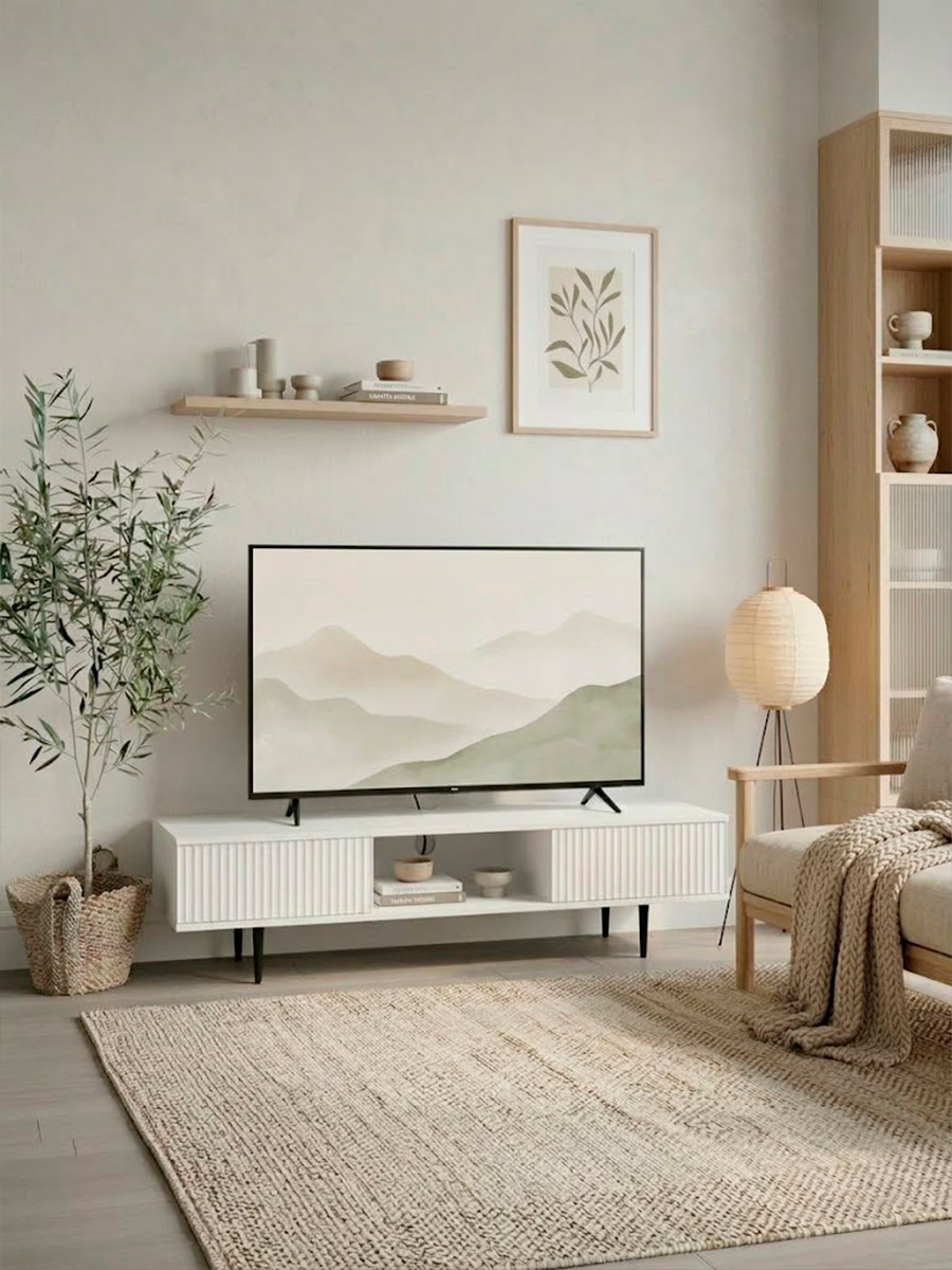 Тумба под телевизор на ножках "Лидс" V6, 163.4х40.7х36.6, ТВ тумба с нишей