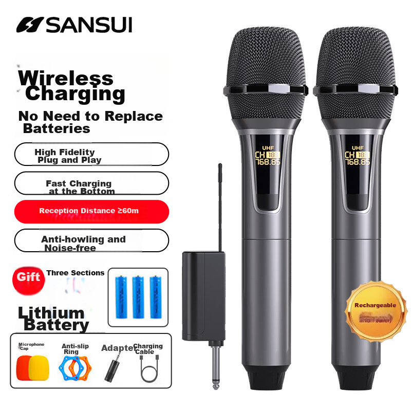 Беспроводной микрофон SANSUI U6 с литий-ионной батареей и двойным каналом для карате, сцены и выступлений Цвет：U6
