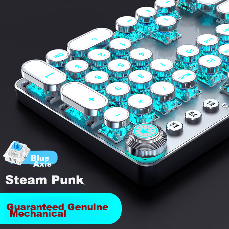 Клавиатура EWEADN TK100 Punk Механическая для игр Проводная для ПК ноутбука офисная ретро-дизайн с ледяным синим светом