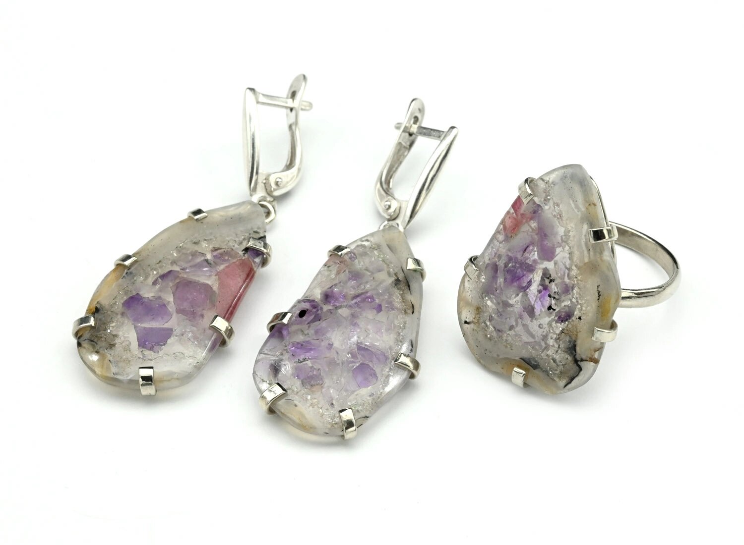 Комплект бижутерии: серьги, кольцо, кристалл