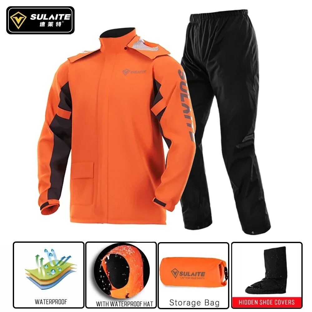 Sulaite мотоциклетный дождевик для мужчин и женщин, городской плащ для верховой езды, светоотражающая водонепроницаемая мото дождевик, компактный дождевик