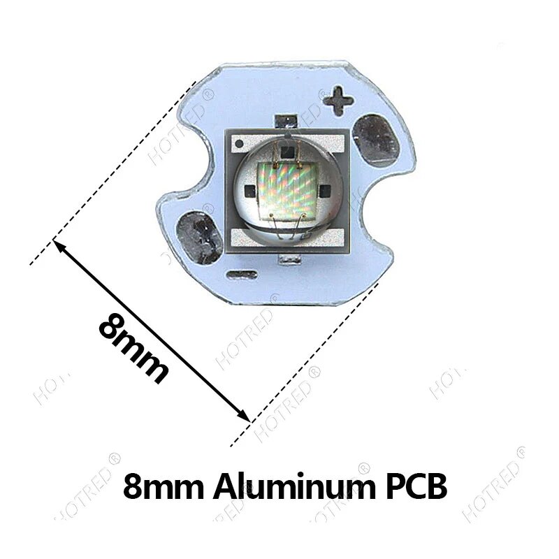 Светодиоды HotRed 3Вт 3535 SMD 8mm Aluminum PCB, 555-560nm