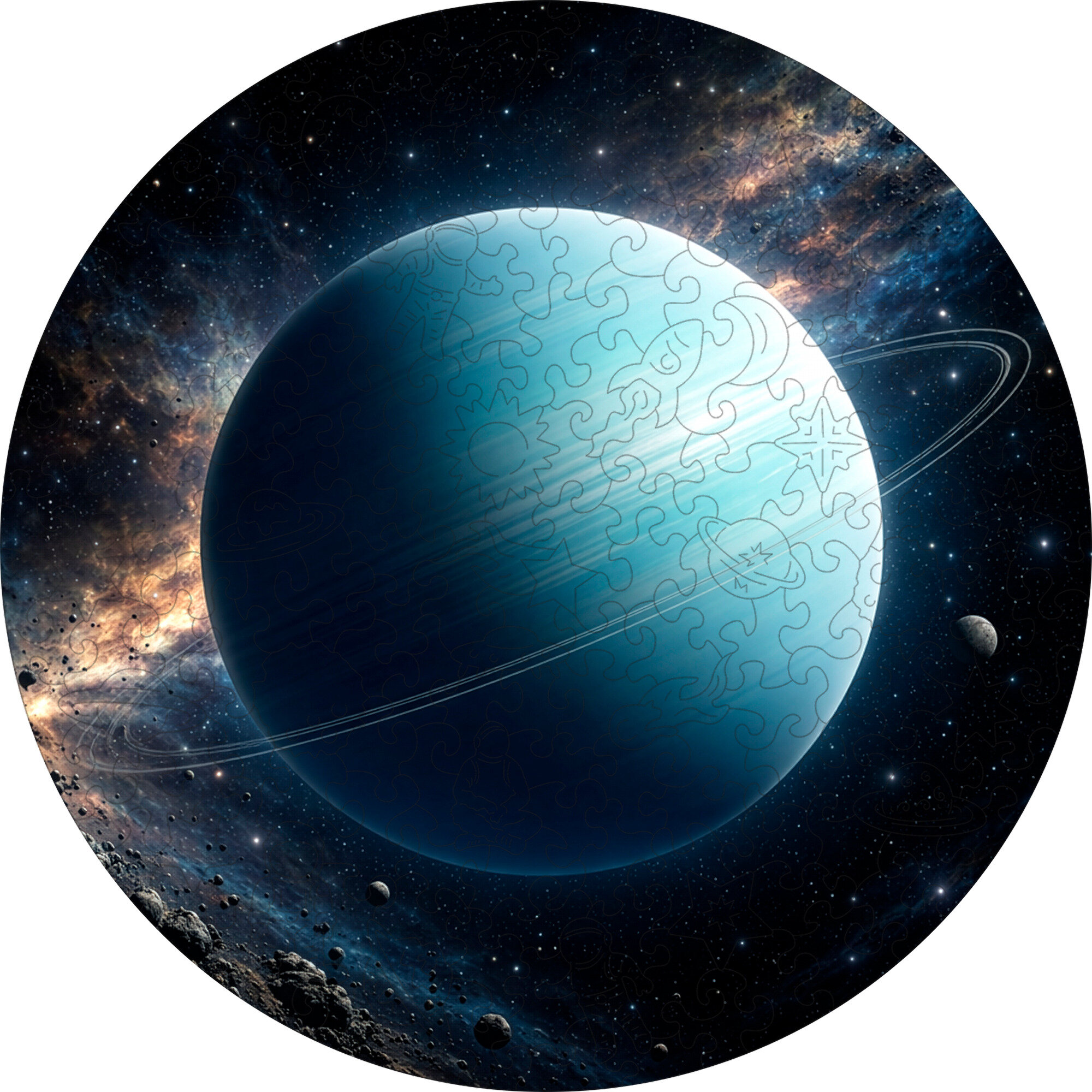 Деревянный пазл "Уран" коллекции "Космос" / 30х30см, 195 деталей / Подарок для взрослых и детей