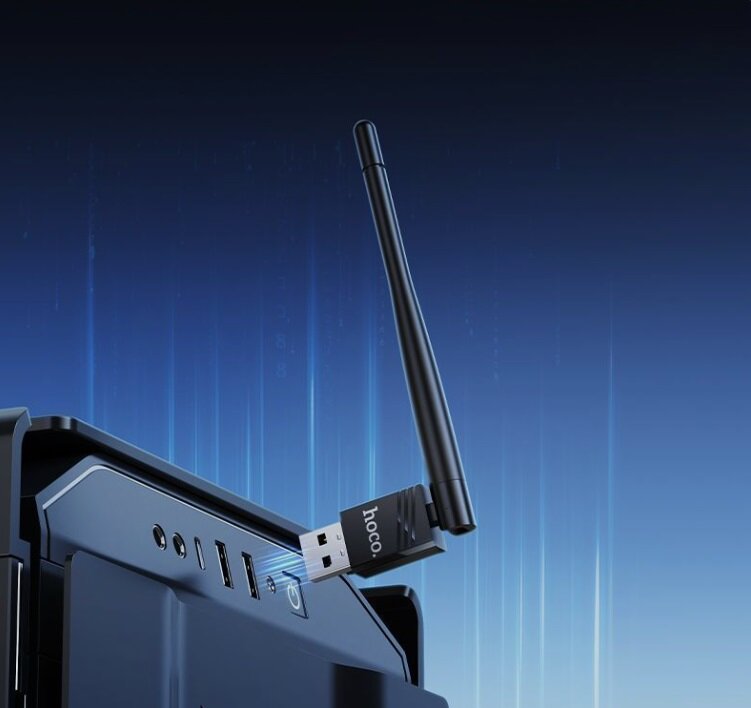 Wi-Fi адаптер для компьютера/ноутбука Hoco HI37 Wi-Fi4 150M Network Card, 2.4Ghz, 150 Mbps, Черный