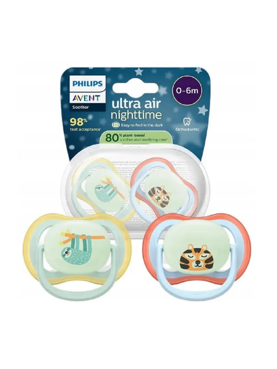Пустышка Philips Avent Ultra Air Nighttime SCF376/24 0-6 мес, 2 шт