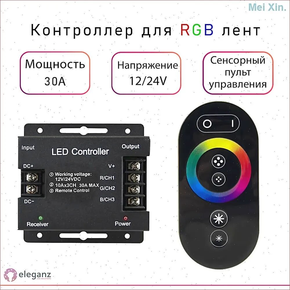 Сенсорный контроллер для RGB лент Eleganz (12В)360Вт/(24В)720Вт 30A