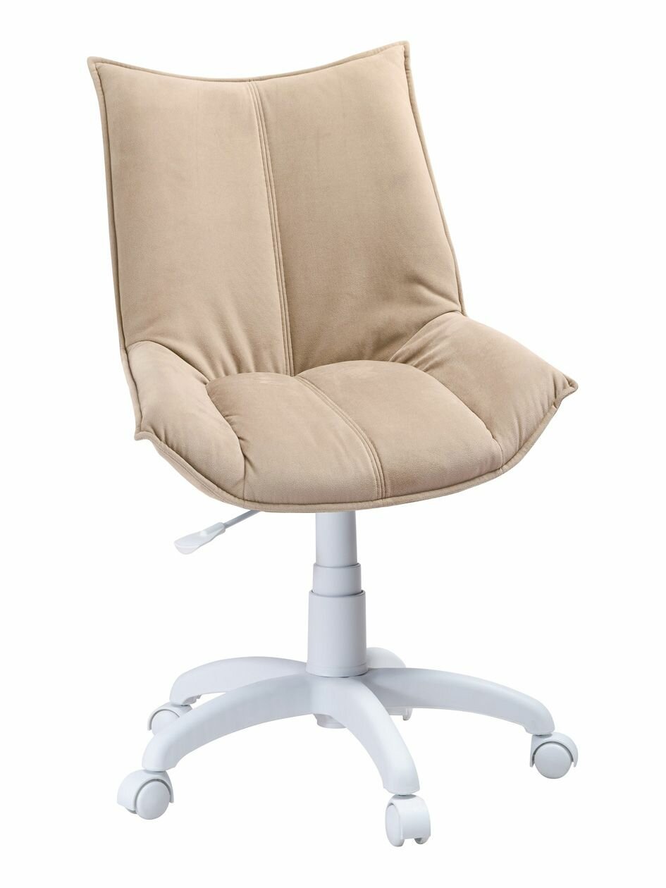 Офисное, компьютерное кресло Осло Джи без подлокотников, 60х63х83.5 см, Капучино, велюр / Белый, металл/пластик