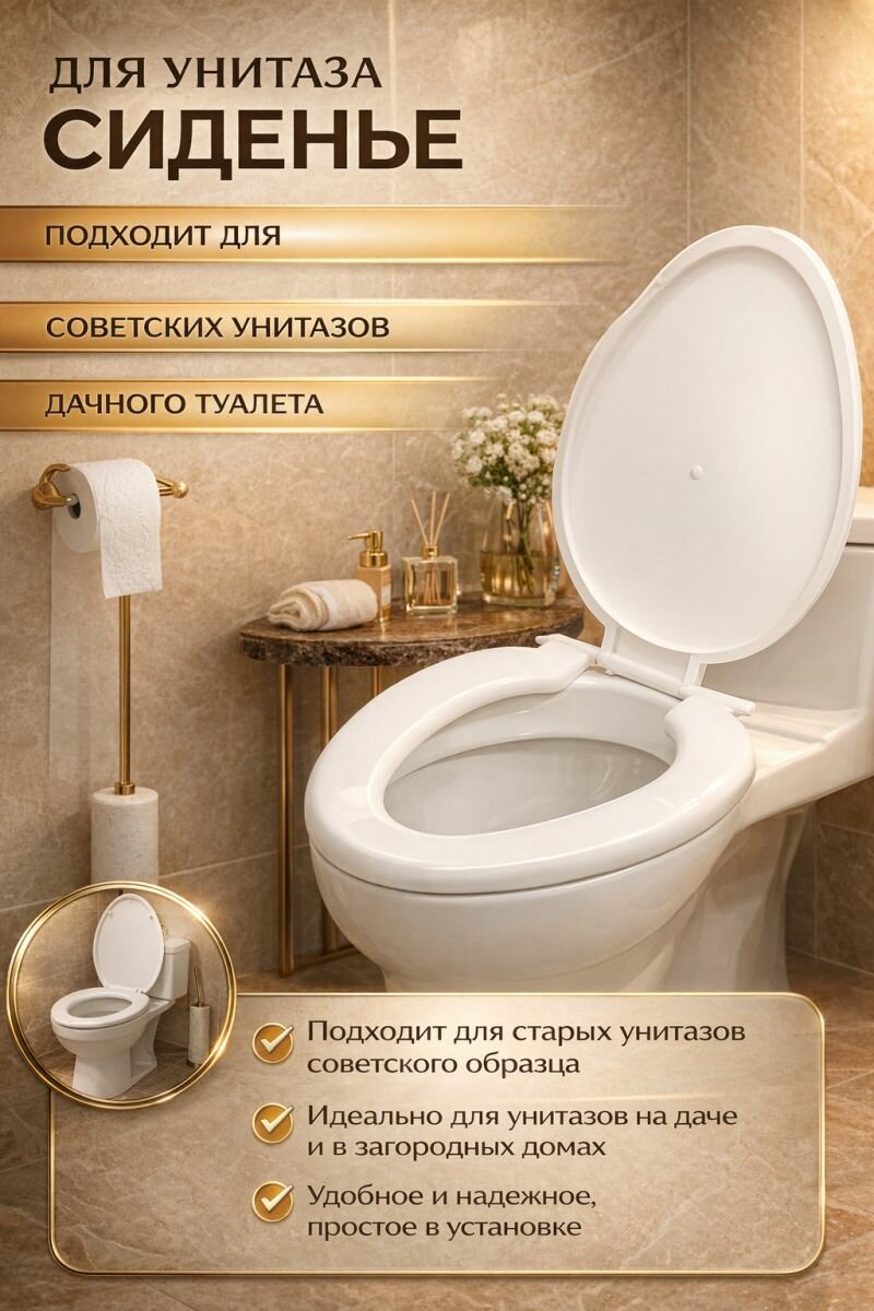 Сиденье для унитаза круглое (Для старого образца и для дачи) белое
