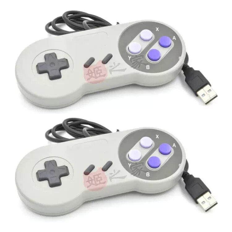 2 USB-проводных ретро-геймпада для NES/FC классика, фиолетовые кнопки, набор из двух для ретро-гейминга