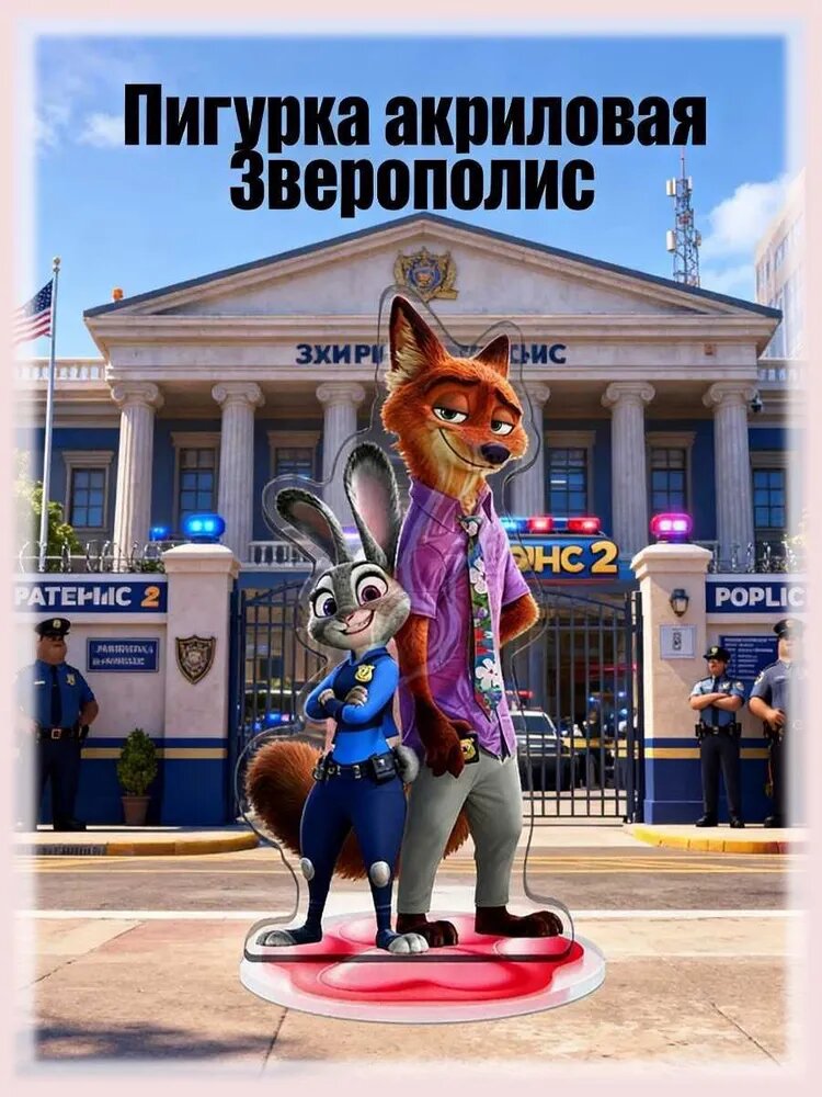 Фигурка акриловая Змей Джуди Хопс и Ник Уайлд зверополис коллекционная