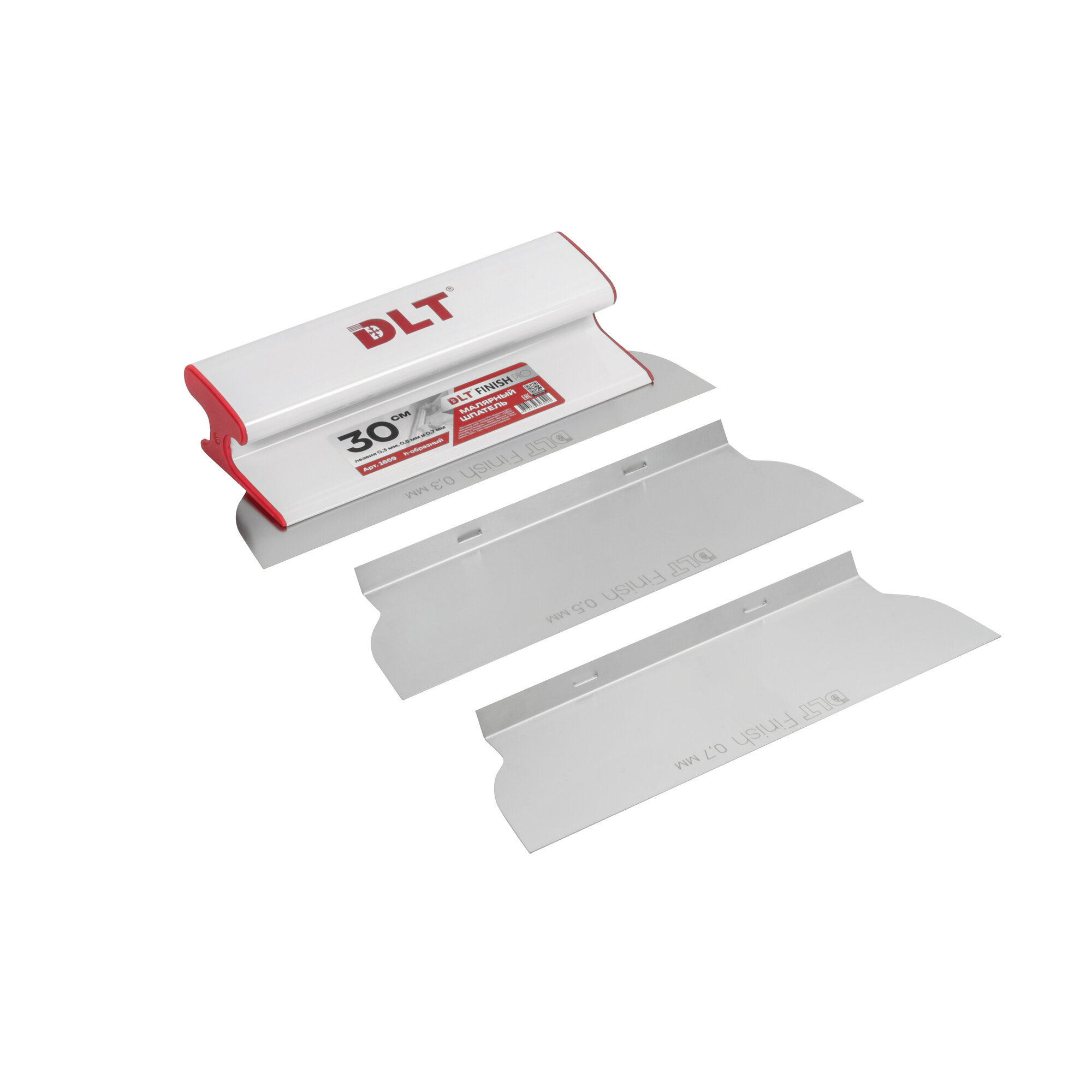 Малярный шпатель DLT Finish версия PRO, h-образный, 30см (лезвия 0,3 и 0,5мм), арт.1659