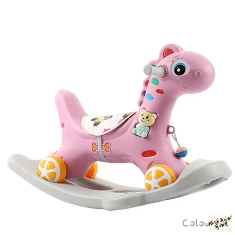 Большая розовая качалка для девочек в виде лошадки для детей от 1 до 3 лет, с эффектом звука и света, пластик