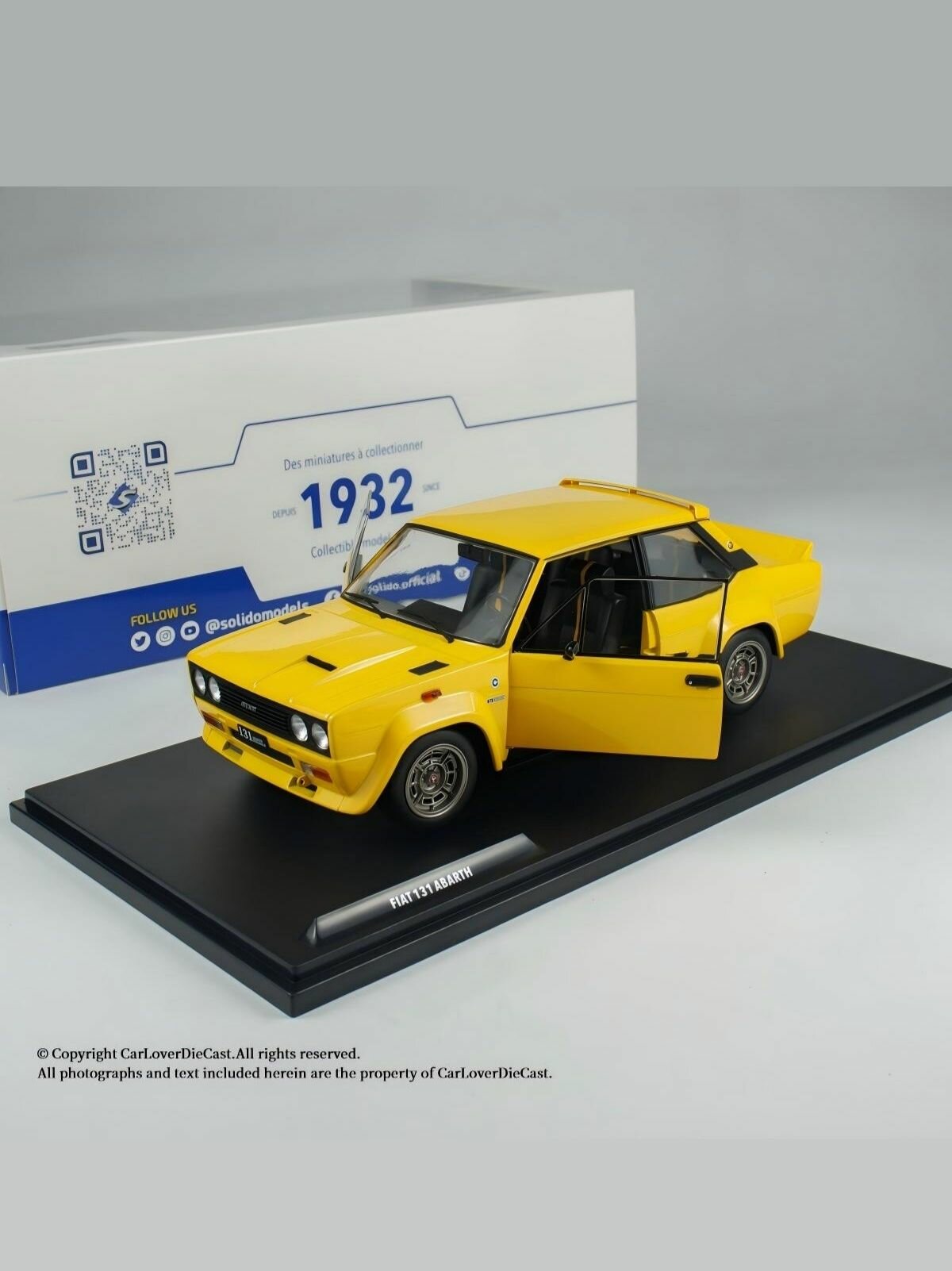Машинка Solido 1/18 FIAT 131 ABARTH YELLOW 1980 Die-cast Alloy Car Model Gift