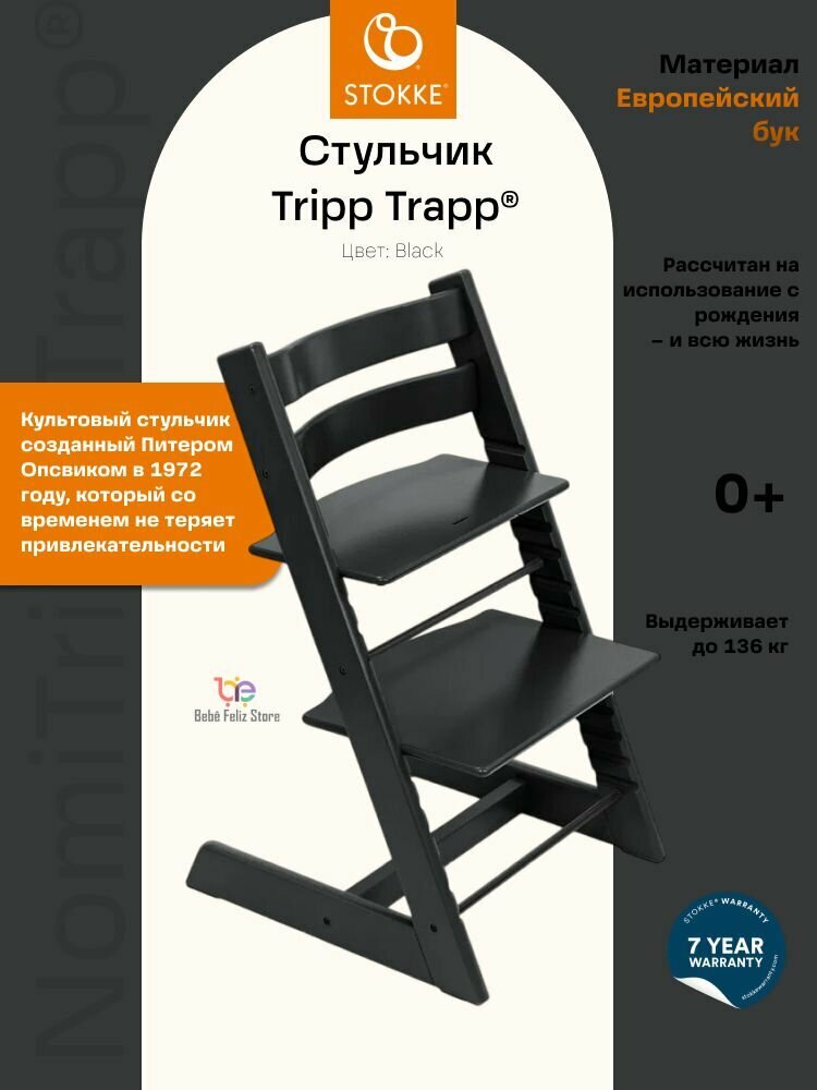 Стульчик для кормления Stokke TRIPP TRAPP Black